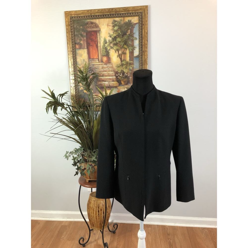 Kasper Women Jacket 6p Office Wear Full Zipper Front … - Gem